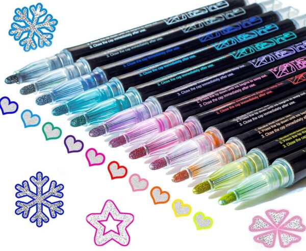 Markere argintii cu contur colorat – 12 bucăți METALINK – eShopyGO Romania